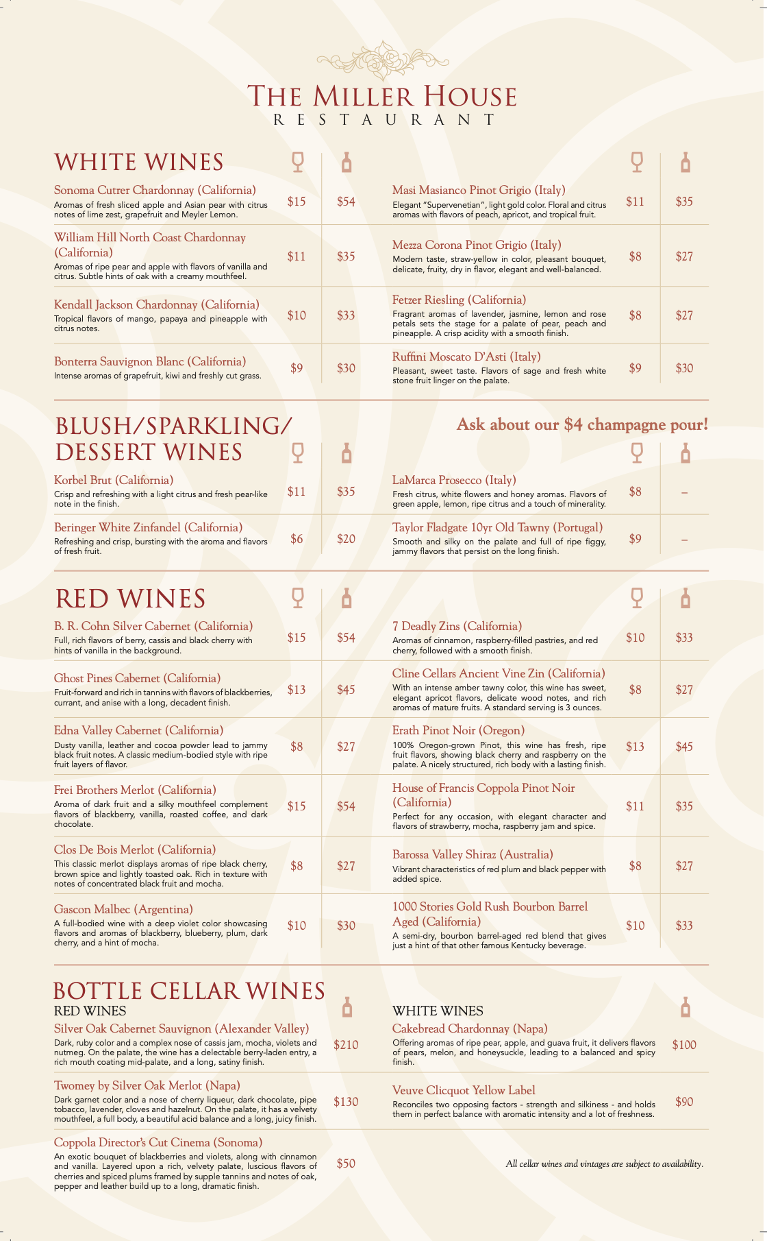 Drink Menu - The Miller House - Owensboro, Kentucky